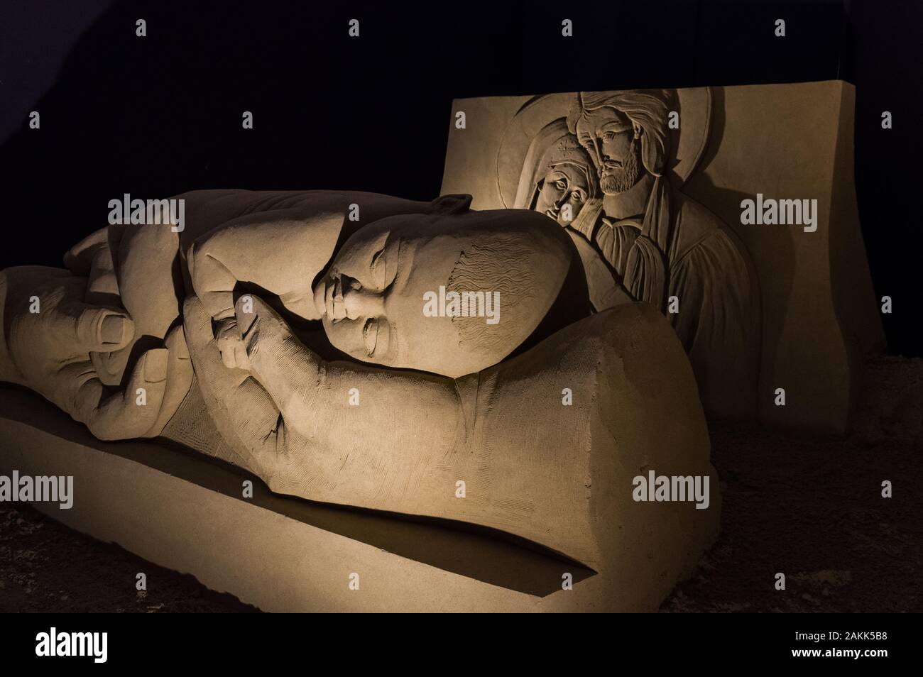 Lignano Sabbiadoro, Italy (4th January 2020) - Detail of the nativity ...