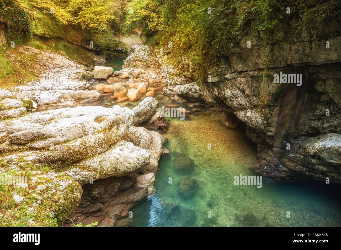 Martvili canyon in Georgia. Beautiful natural canyon on Abasha river in ...