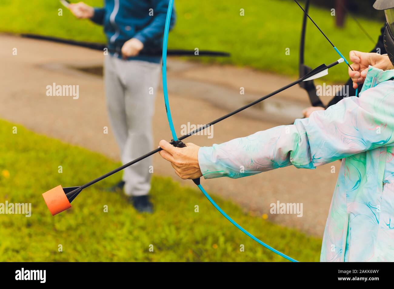 Medieval archer to use a bow and arrow and shoot at a target Stock ...