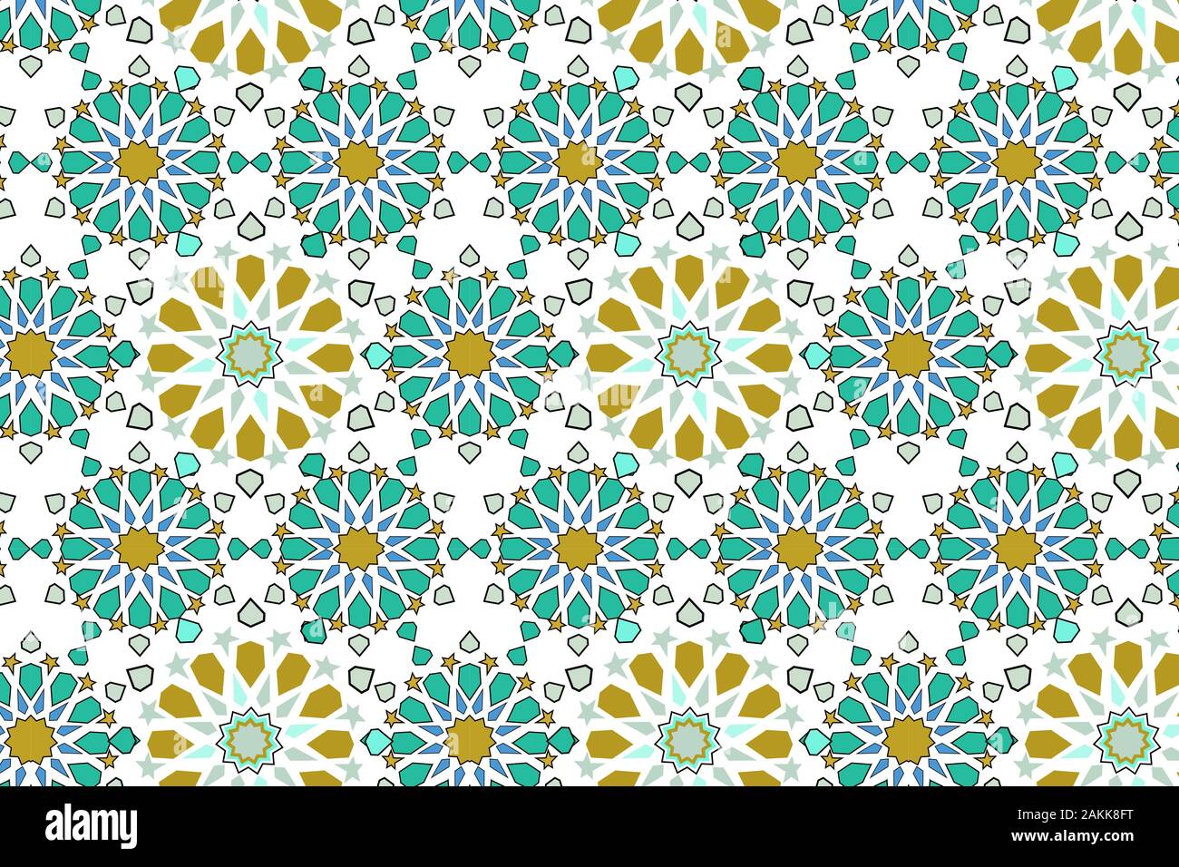 Zellige tile. Moroccan seamless pattern. Razil Moorish background. Islamic texture. Celadon ...