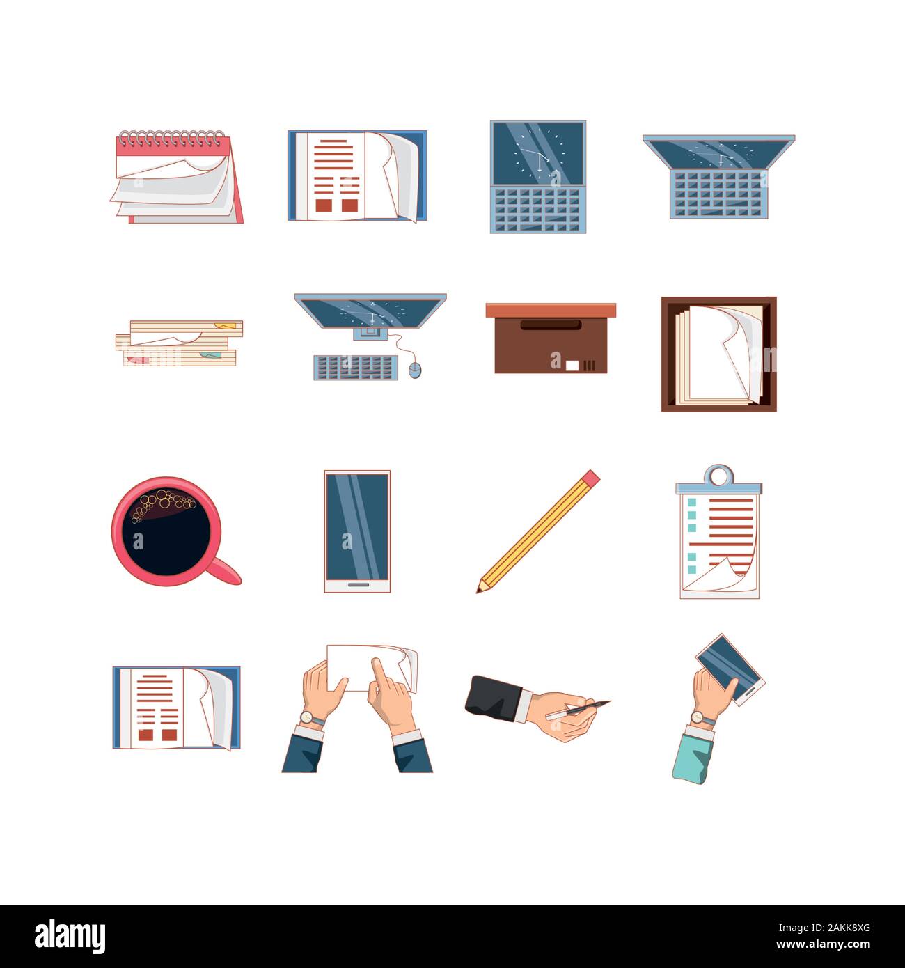 Icon set design, Office object workforce corporate job work occupation ...