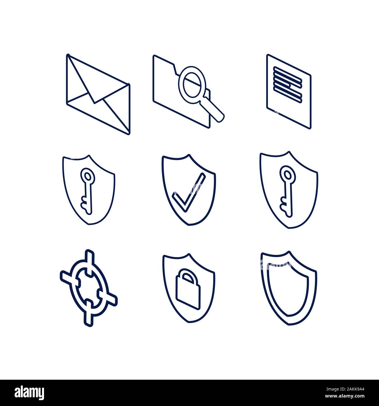 Icon set design of Security system warning protection danger web alert ...