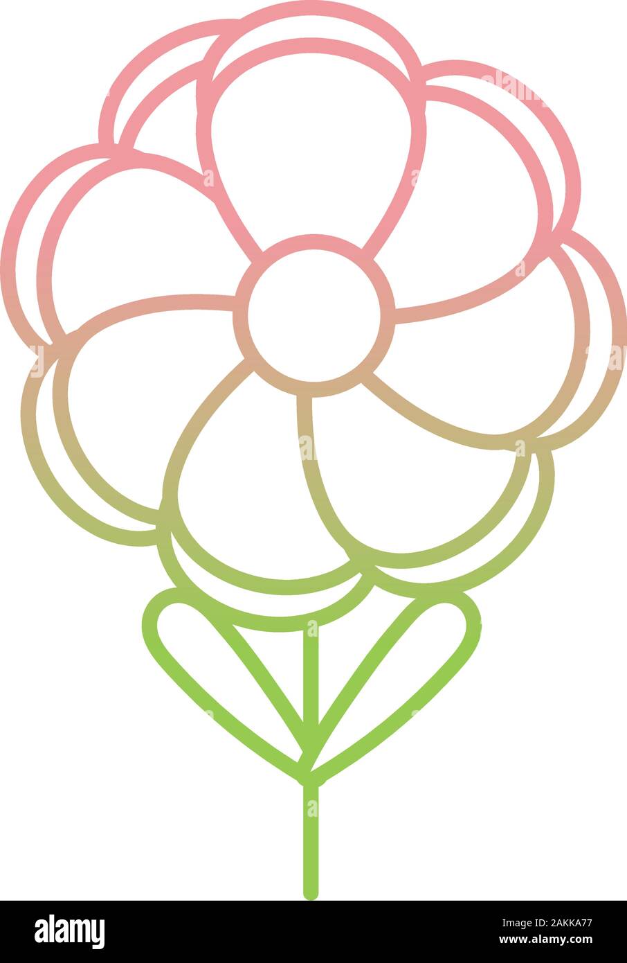 flower stem leaves nature plant gradient icon vector illustration Stock ...
