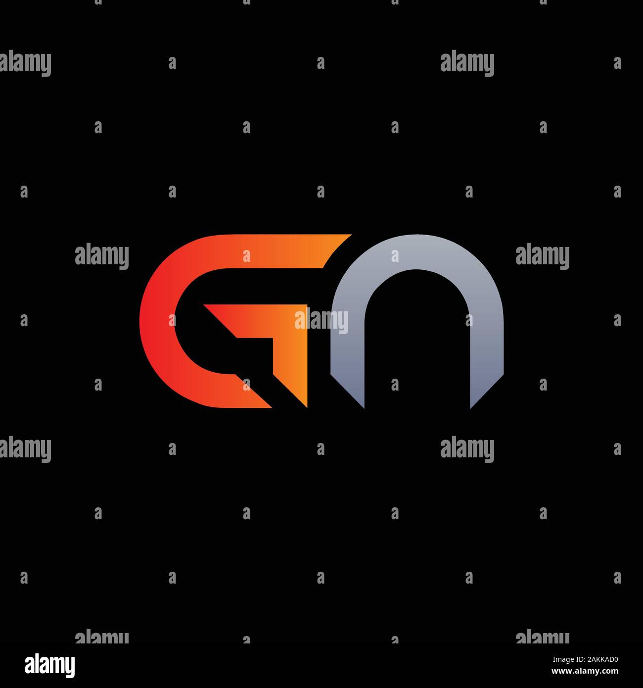Initial GN Letter Linked Logo. GN letter Type Logo Design vector ...
