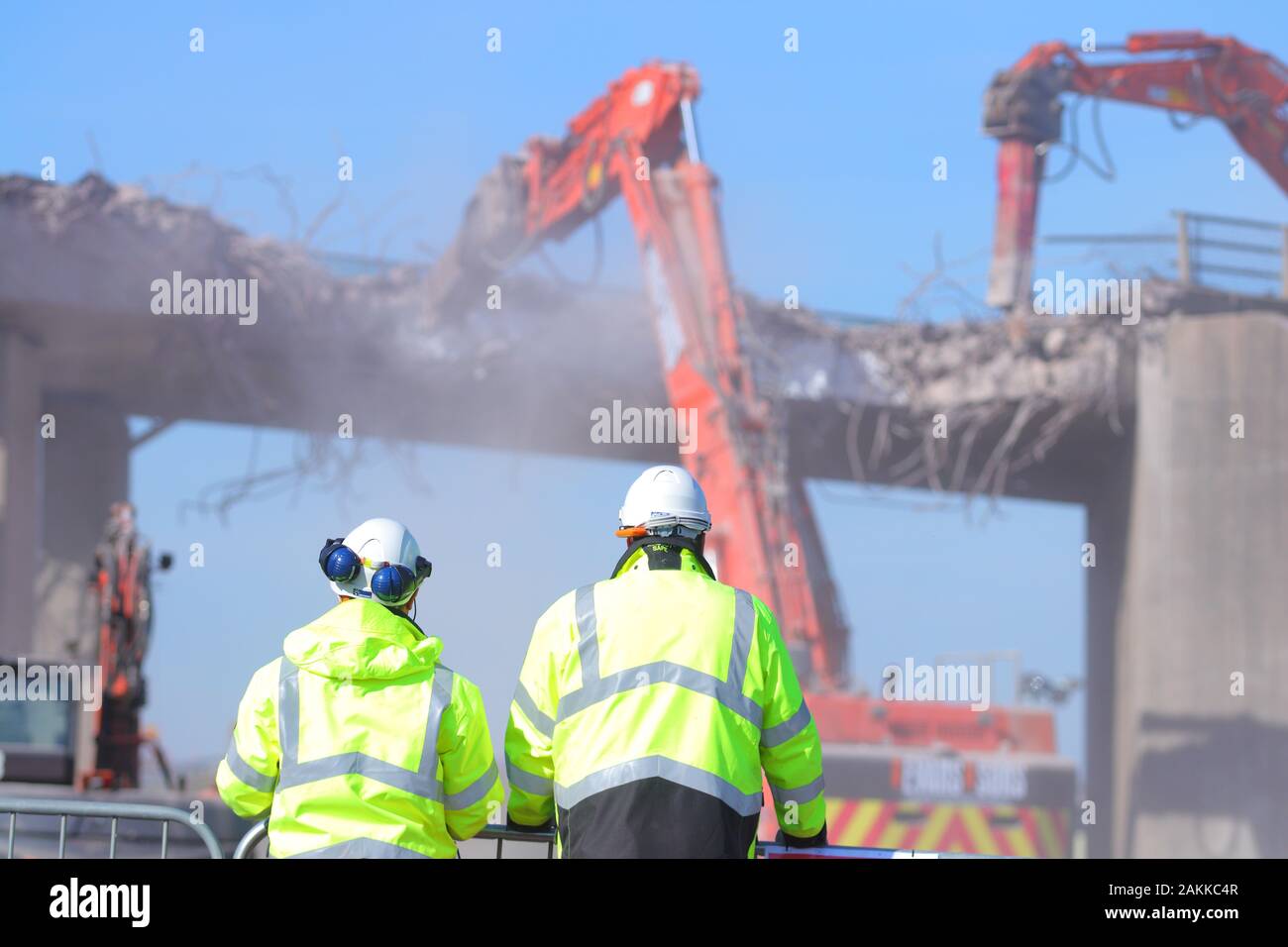 Works manager & Project manager watching the progress of the demolition ...