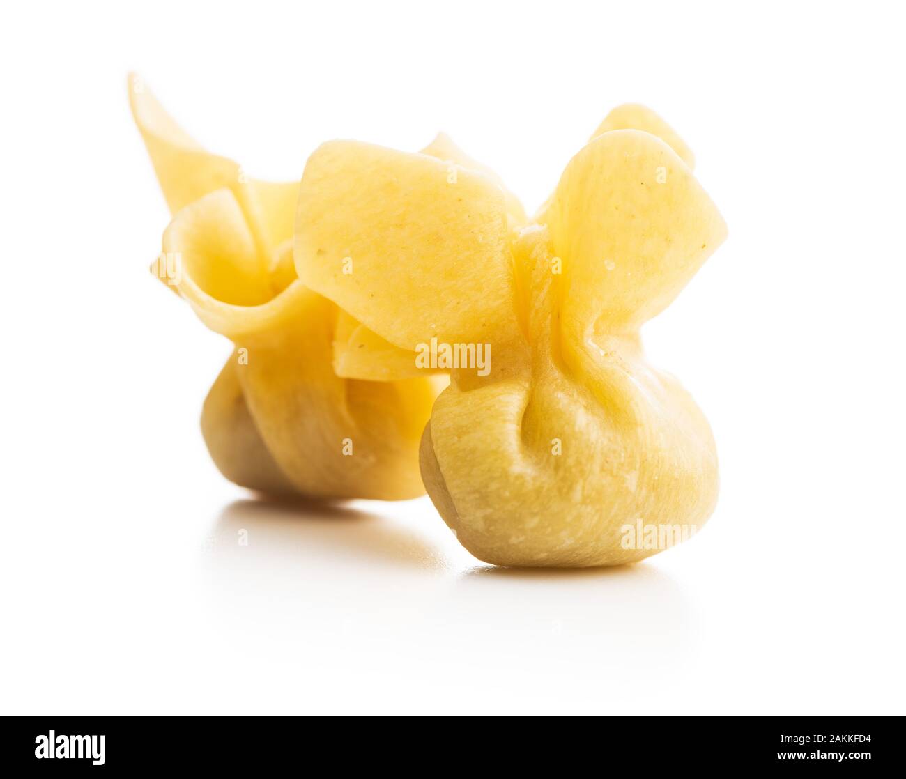 Italian stuffed pasta. Sacchettini pasta isolated on white background ...