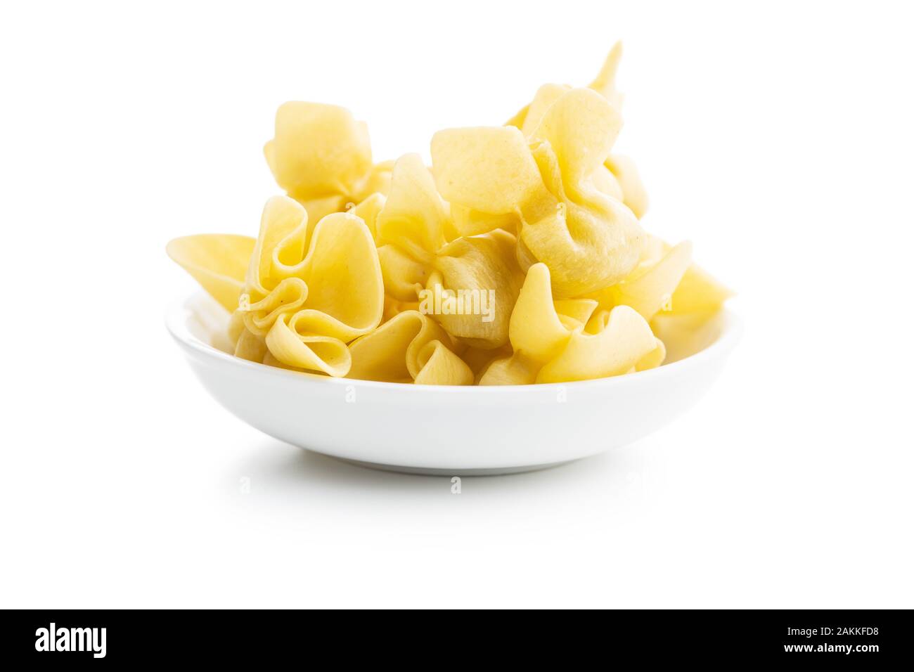 Italian stuffed pasta. Sacchettini pasta isolated on white background ...