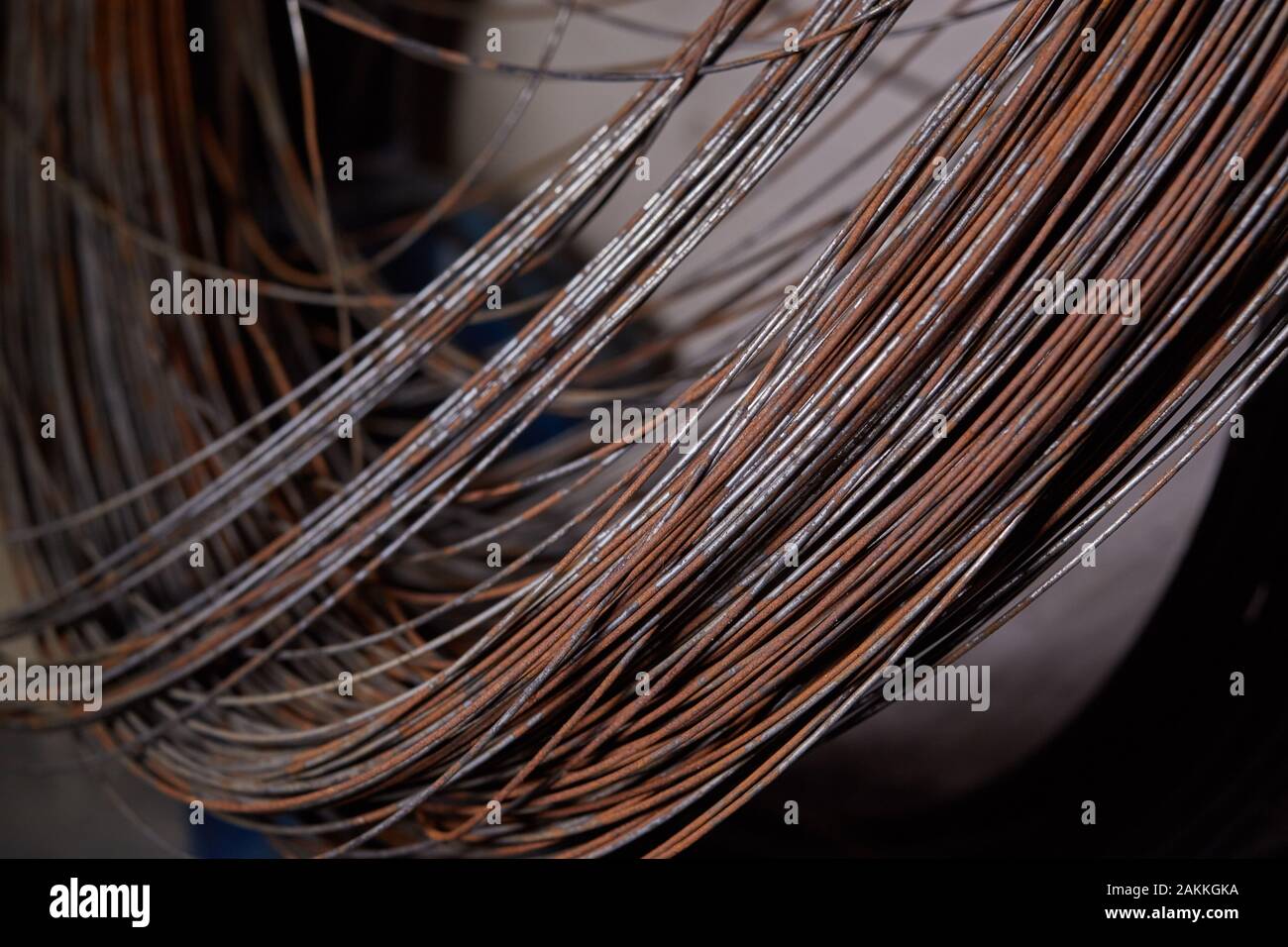 Industry wire roll up in storage Stock Photo - Alamy