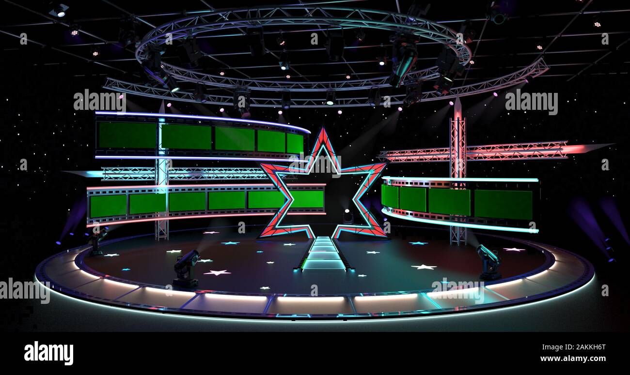 Virtual TV Studio Background Set 4-2 3D rendering Virtual set studio ...