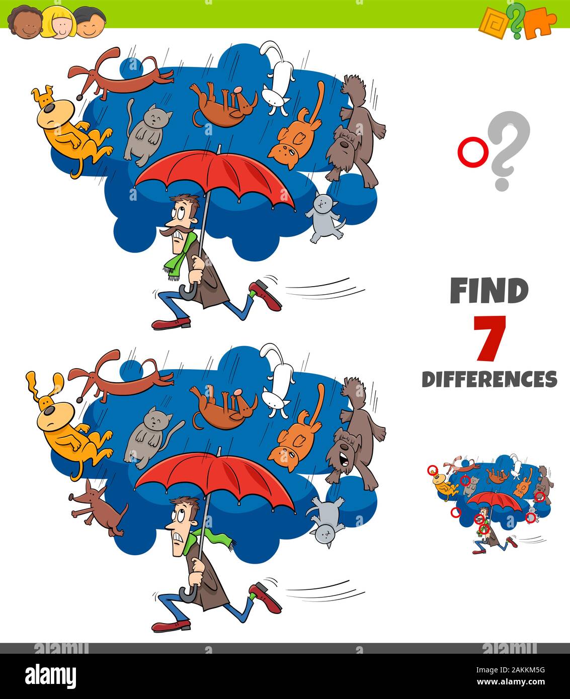 Cartoon Illustration of Finding Differences Between Pictures ...