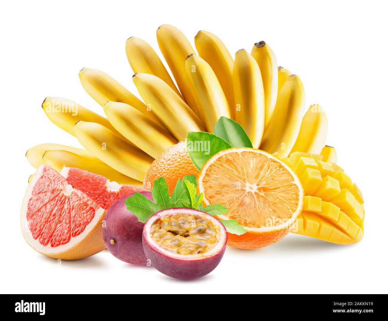 mix of tropical fruits isolated on a white background Stock Photo - Alamy