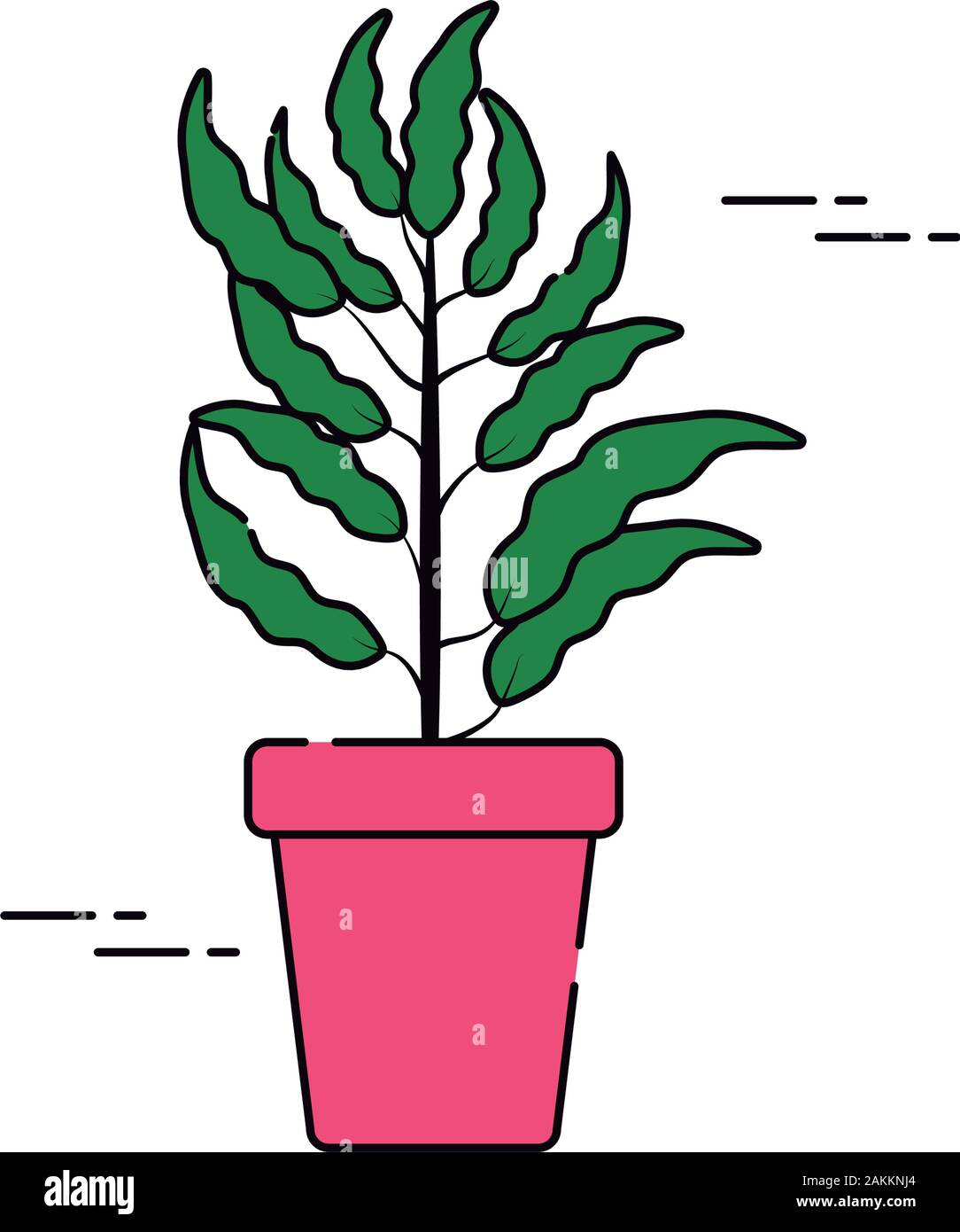 potted branch leaves plants flat fill vector illustration Stock Vector ...