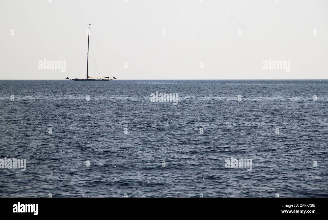 Very big sailing yacht over 60ft sailing on the top line of the sea ...