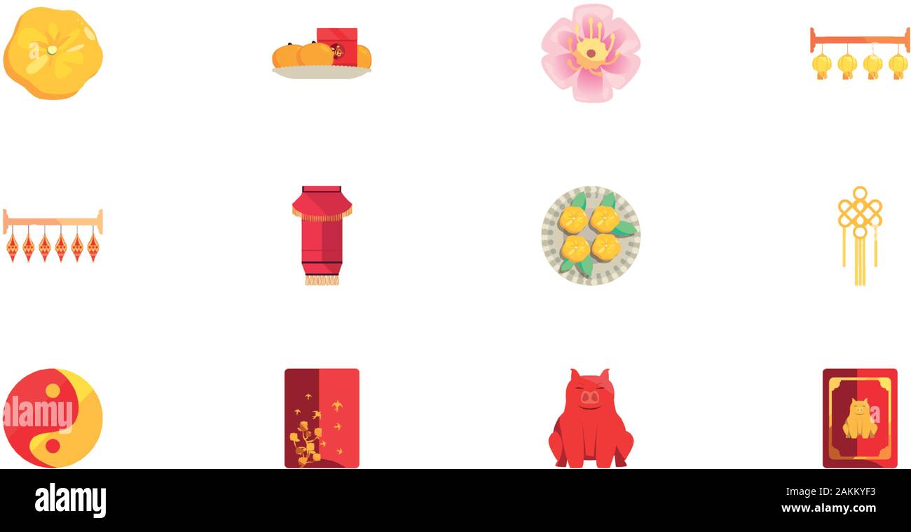 Chinese icon set design, China culture asia travel landmark famous ...