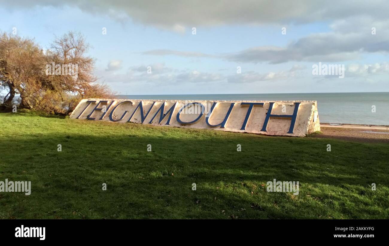 Teignmouth sign facing the railway line at Sprey Point, Teignmouth ...