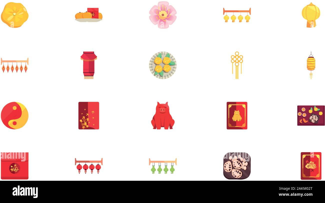 Chinese icon set design, China culture asia travel landmark famous ...