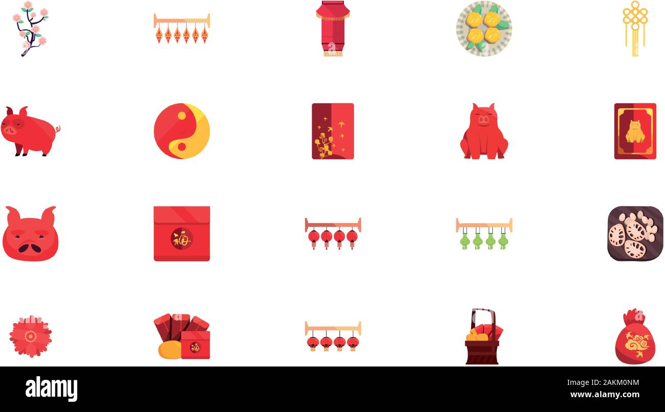 Chinese icon set design, China culture asia travel landmark famous ...