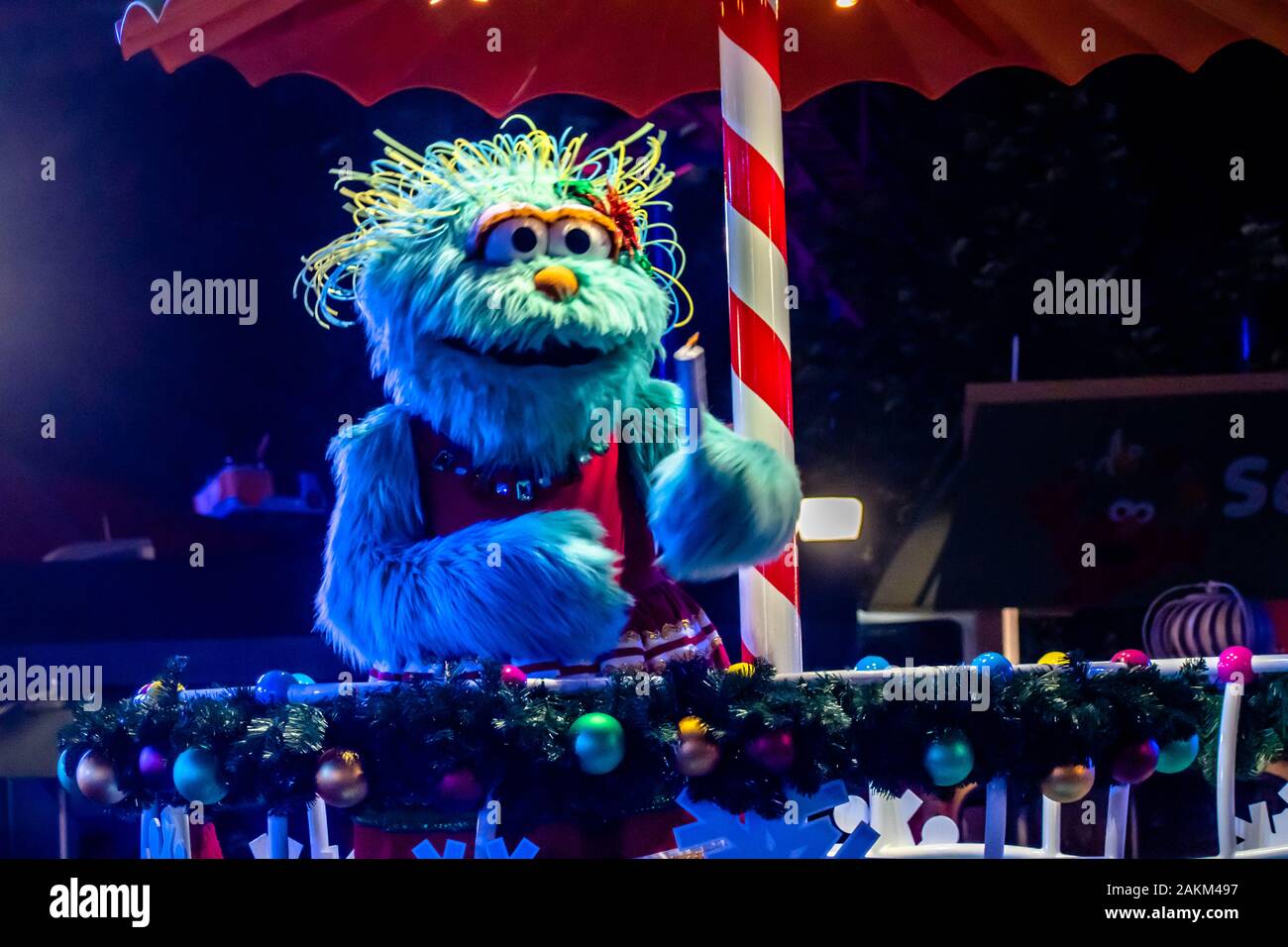 Orlando, Florida. December 30, 2019. Rosita in Sesame Street Christmas ...