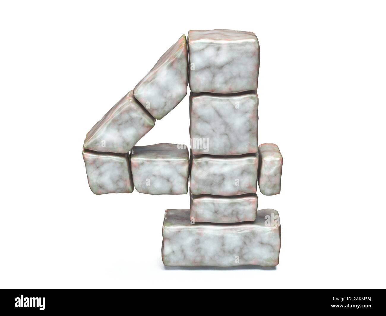 Rock masonry font Number 4 FOUR 3D render illustration isolated on ...