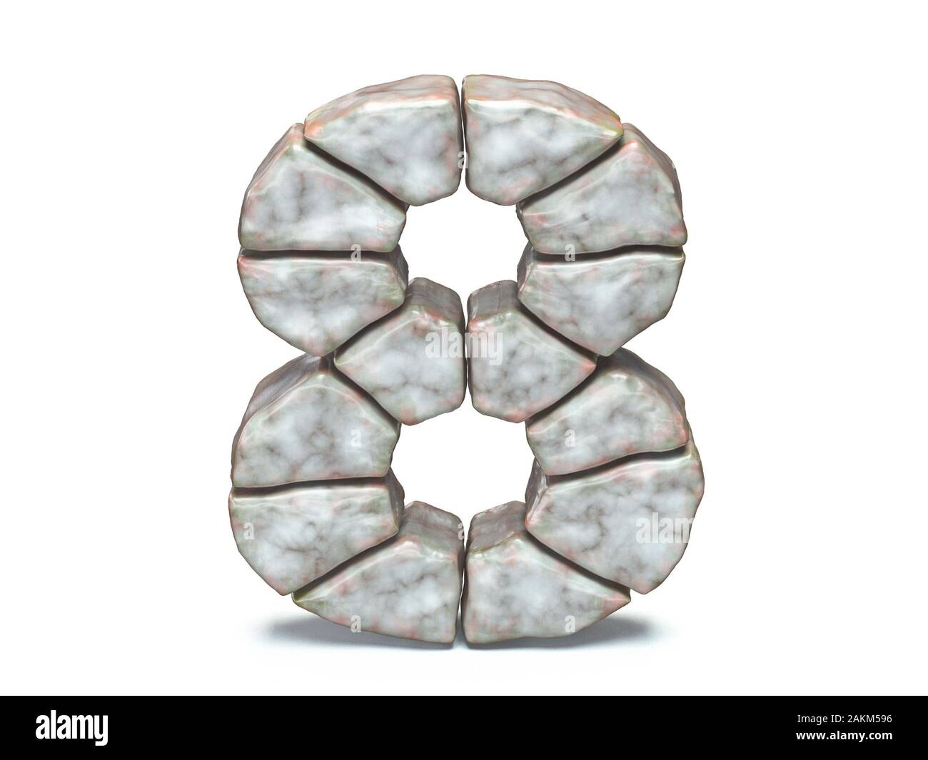 Rock masonry font Number 8 EIGHT 3D render illustration isolated on ...