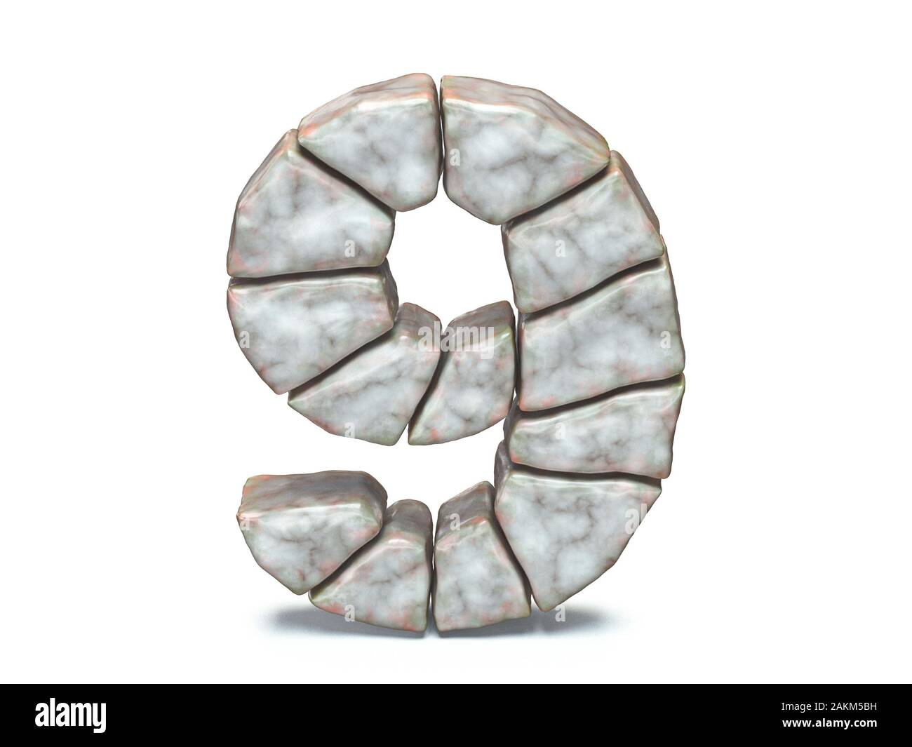Rock masonry font Number 9 NINE 3D render illustration isolated on ...