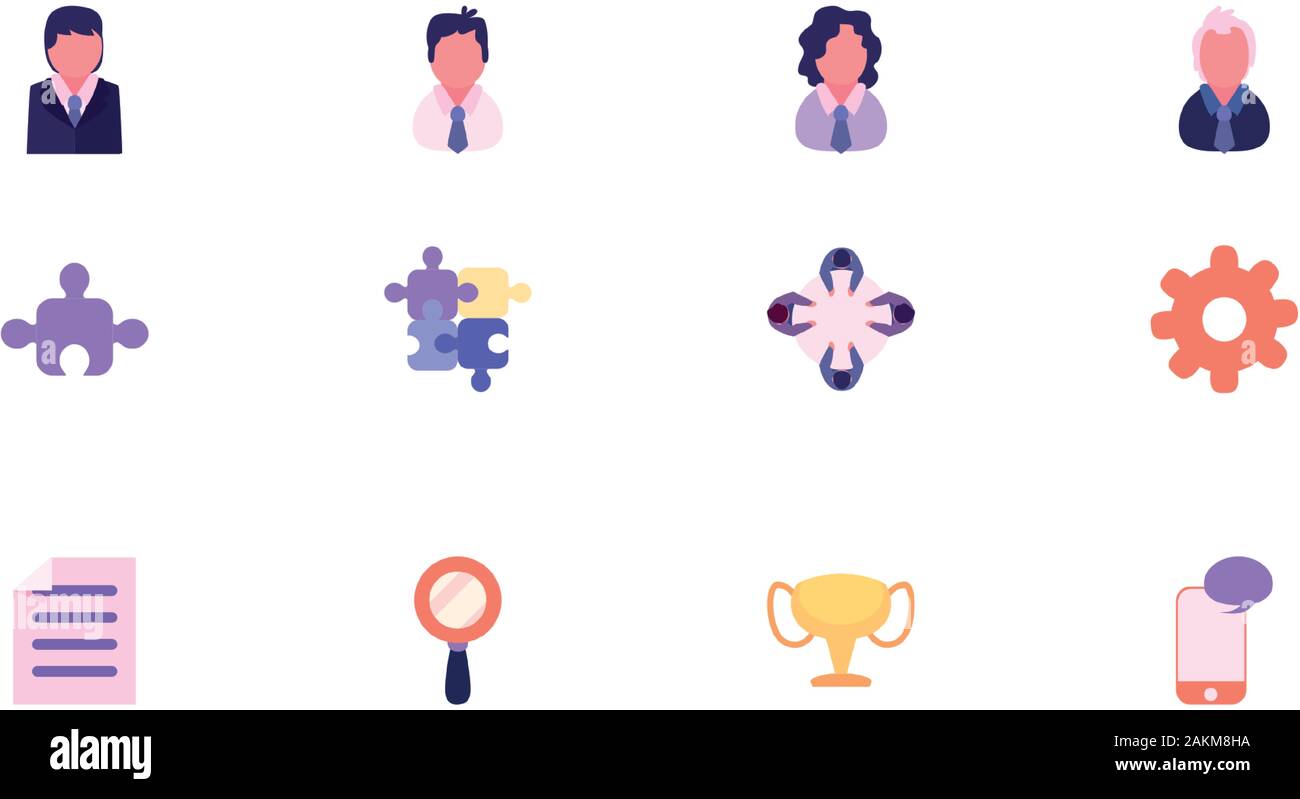 Business icon set design, Management workforce financial item corporate ...