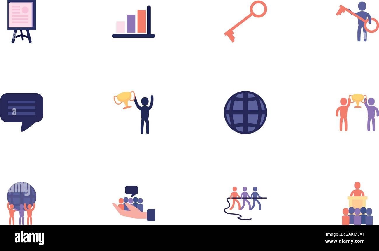 Business icon set design, Management workforce financial item corporate ...