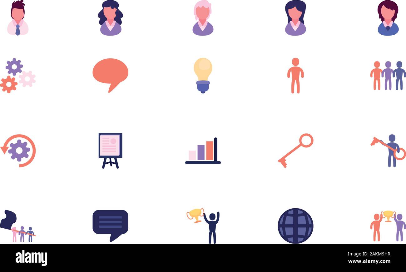 Business icon set design, Management workforce financial item corporate ...