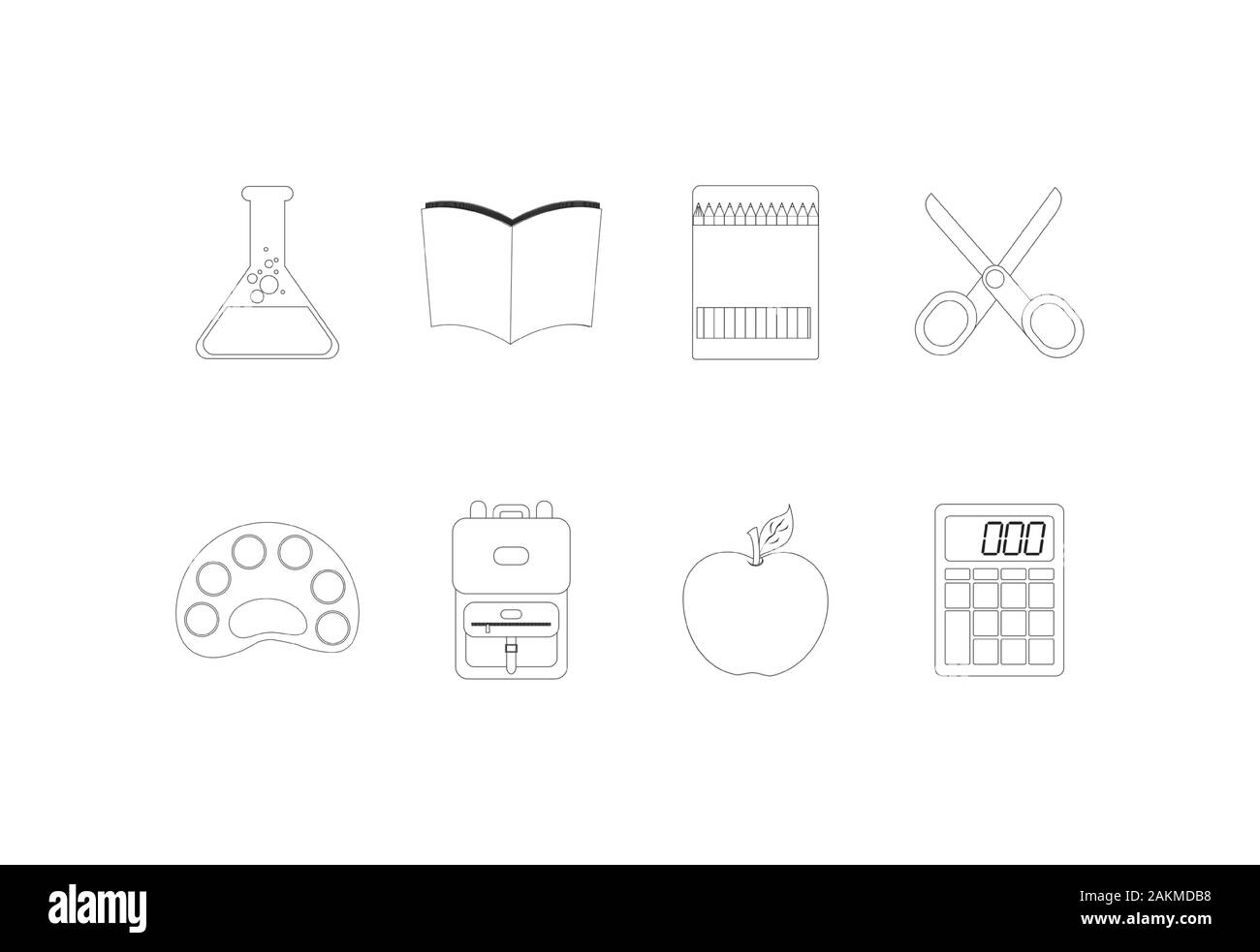 School icon set design, Eduaction class lesson knowledge preschooler ...