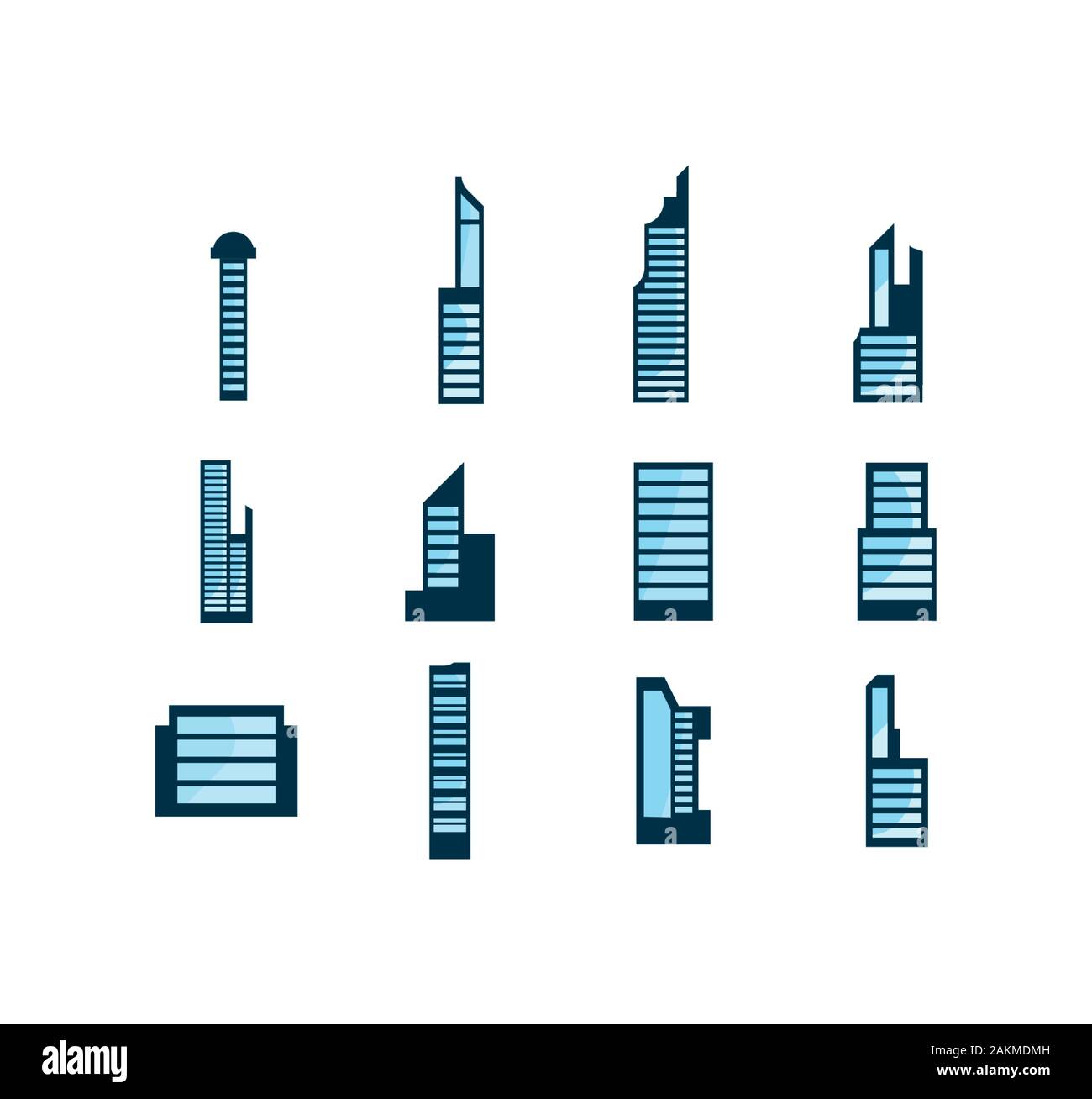 Buildings set design, City architecture urban modern downtown ...