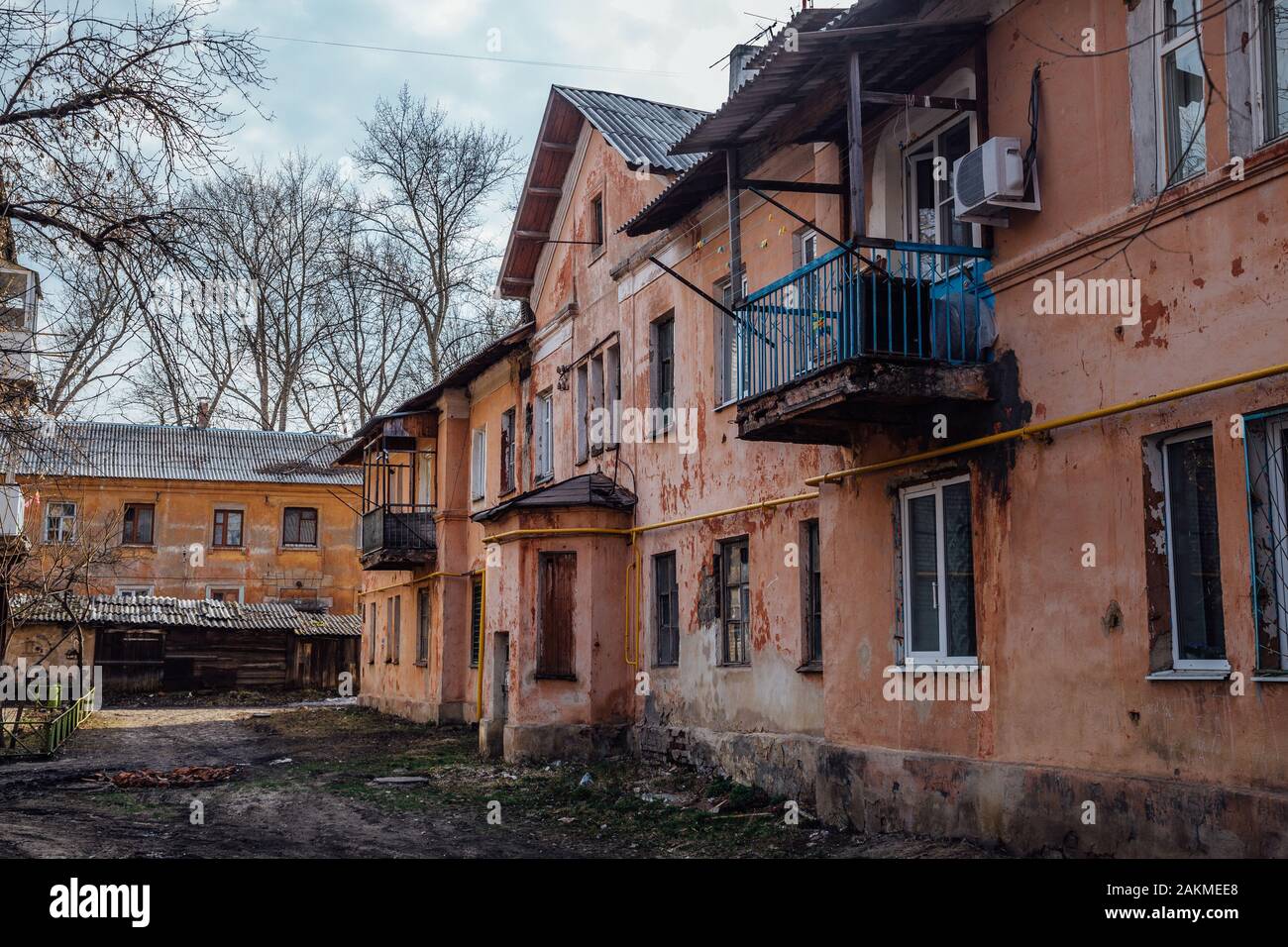Old poor slum house in Voronezh, poverty concept Stock Photo - Alamy