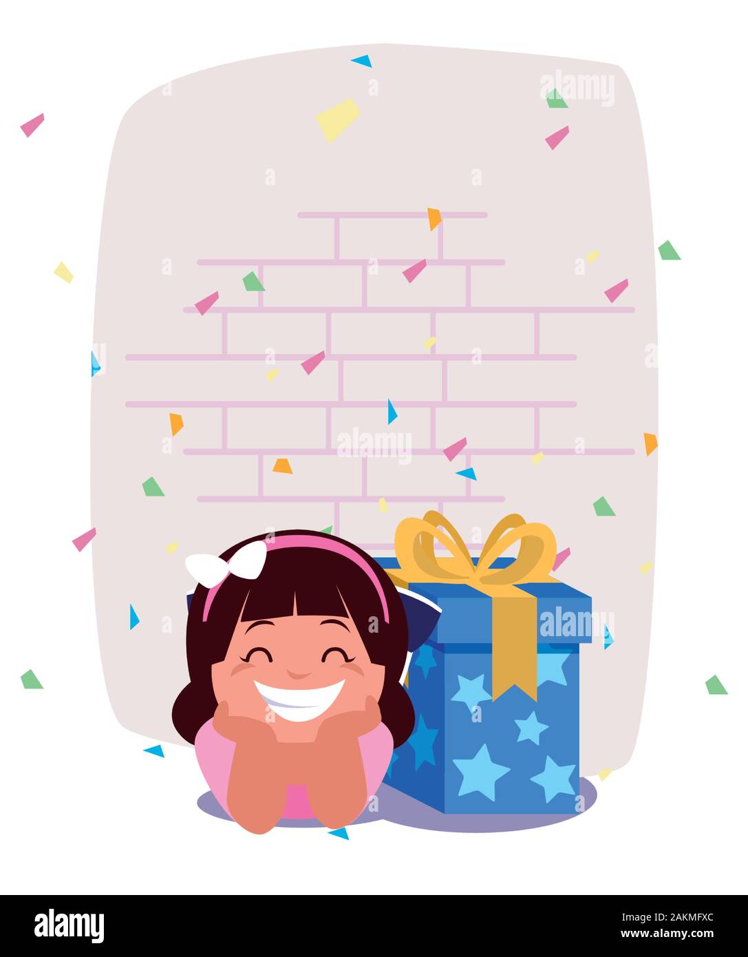 girl cartoon with gift design, Happy birthday card celebration ...