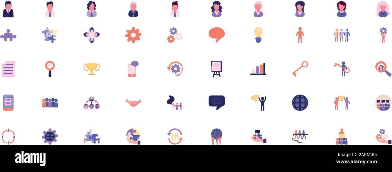 Business icon set design, Management workforce financial item corporate ...