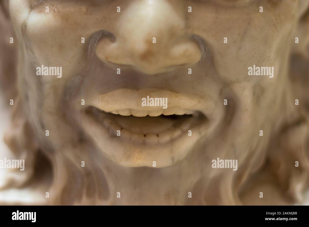 Mouth and nose from a marble sculpture. Smile and teeth Stock Photo - Alamy