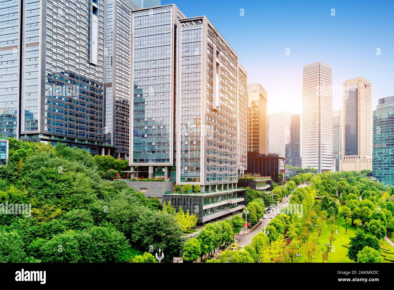 Green plants and modern architecture, Chongqing, China Stock Photo - Alamy