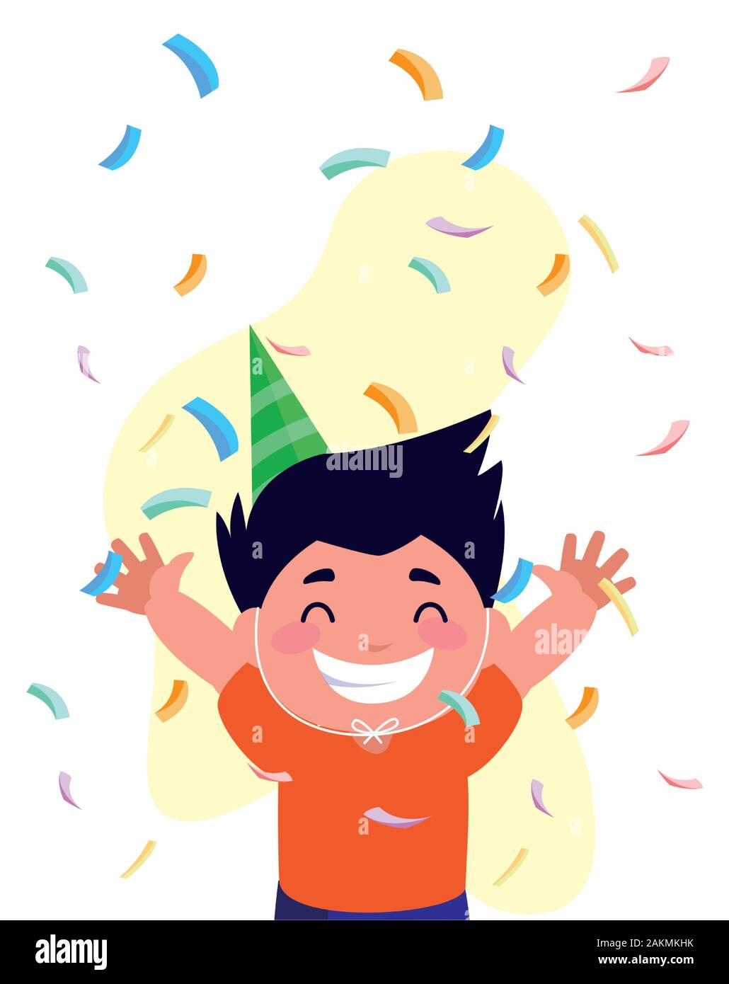 Boy cartoon with hat design, Happy birthday card celebration decoration ...