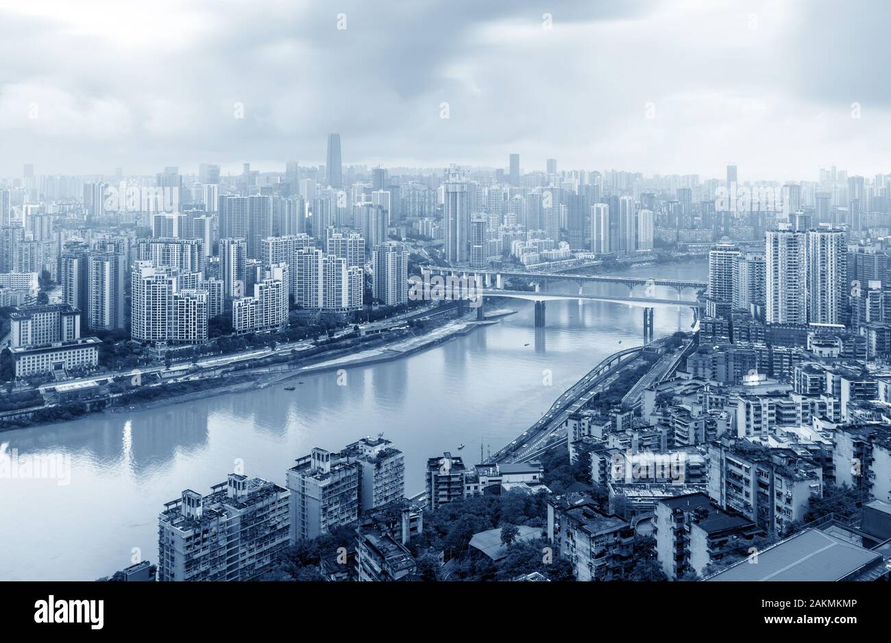 Aerial view of the Yangtze River and Chongqing city landscape Stock ...