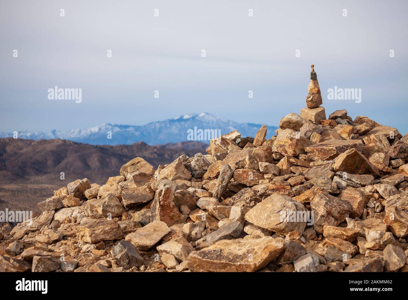 Rock Pile at summit of Ryan Mountain Stock Photo - Alamy