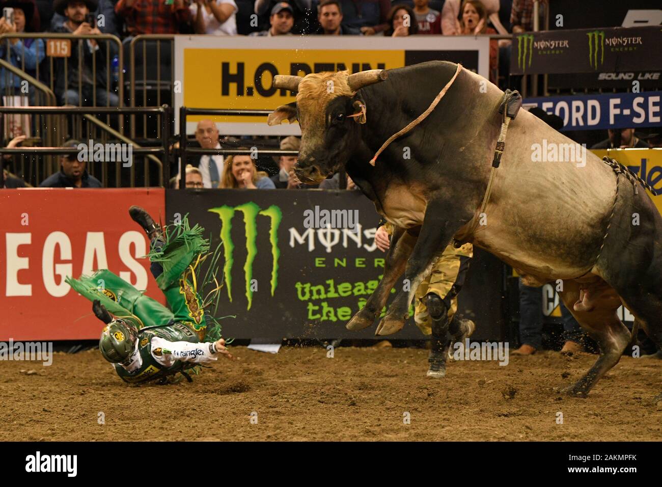 NEW YORK, NY - JANUARY 04: Jess Lockwood rides Apocalypse during the ...