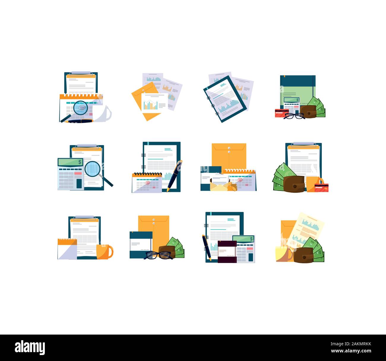 Business icon set design, Management workforce financial item corporate ...