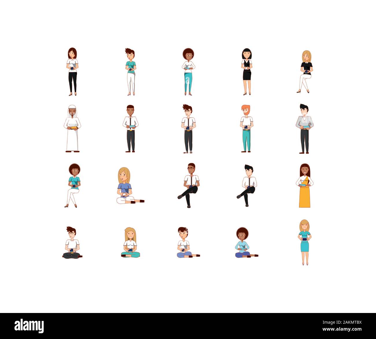 Women and men avatars with smartphones design, People person human ...
