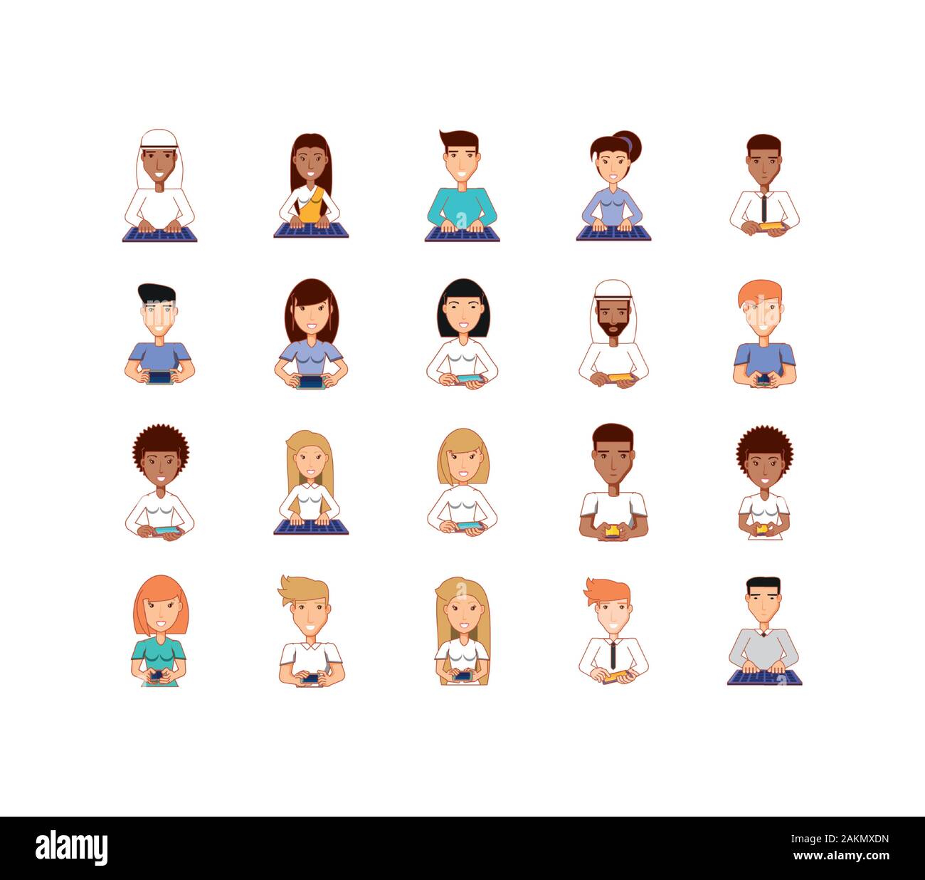 Women and men avatars with technology design, People person human ...