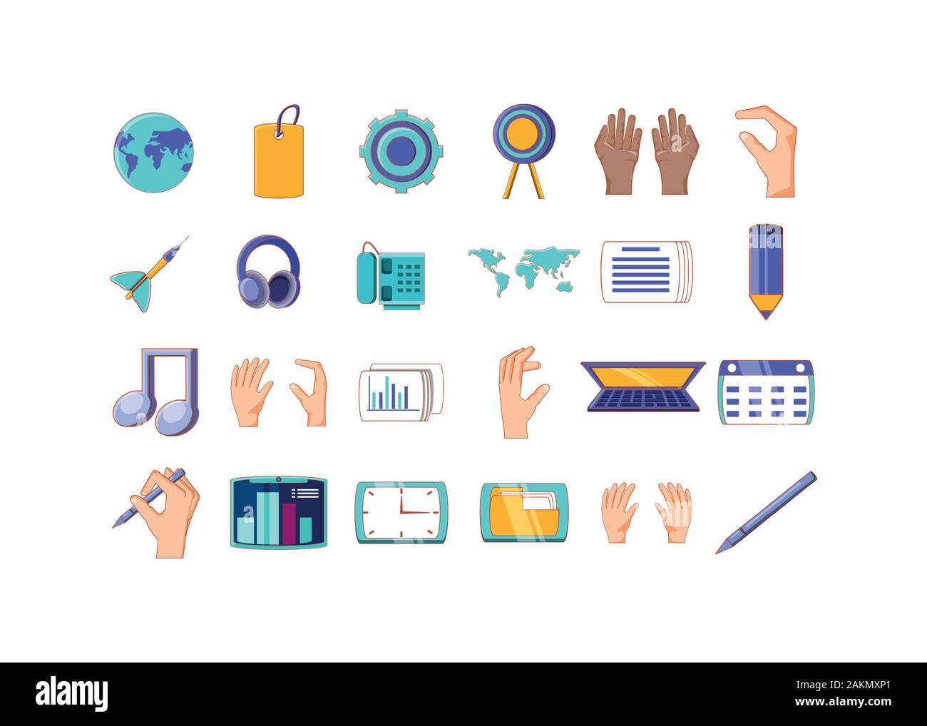 Business and office icon set design, Management workforce financial ...