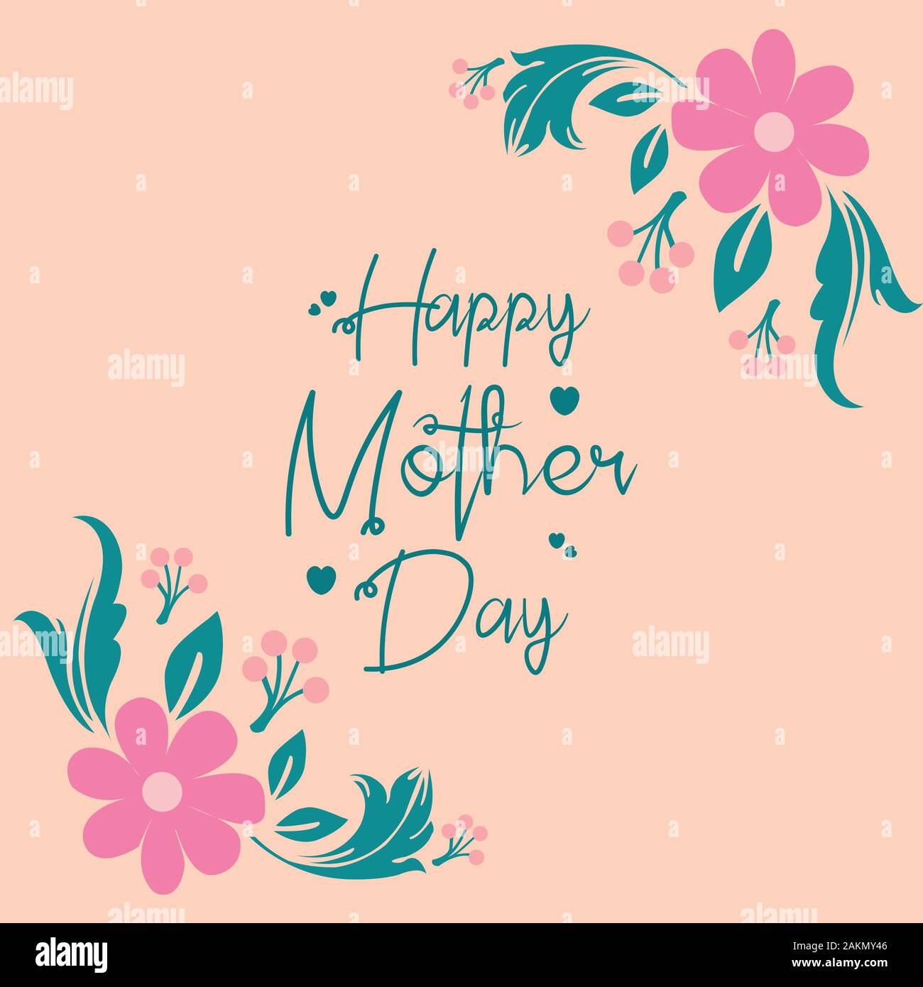 Happy mother day greeting card design, with beautiful ornate leaf and floral frame. Vector Stock ...