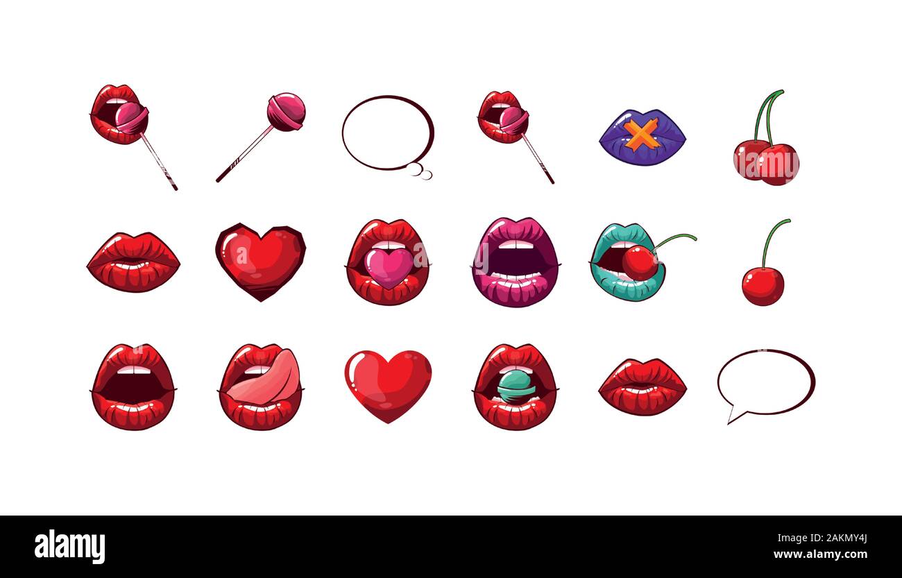 Cherry red lips Stock Vector Images - Alamy