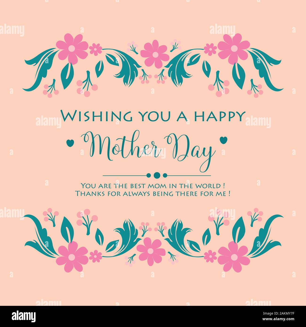 Happy mother day greeting card design, with beautiful ornate leaf and floral frame. Vector Stock ...