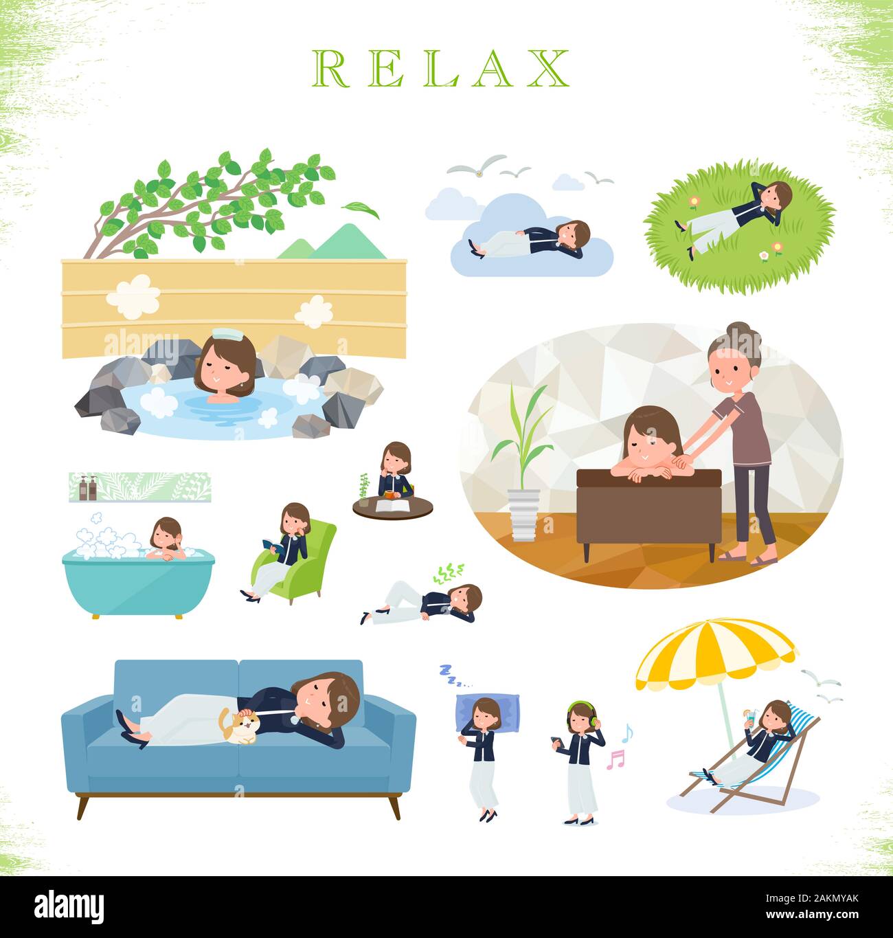 A set of formal fashion women about relaxing.There are actions such as ...