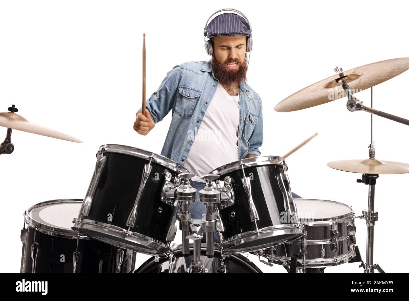 Man Playing Drum Set