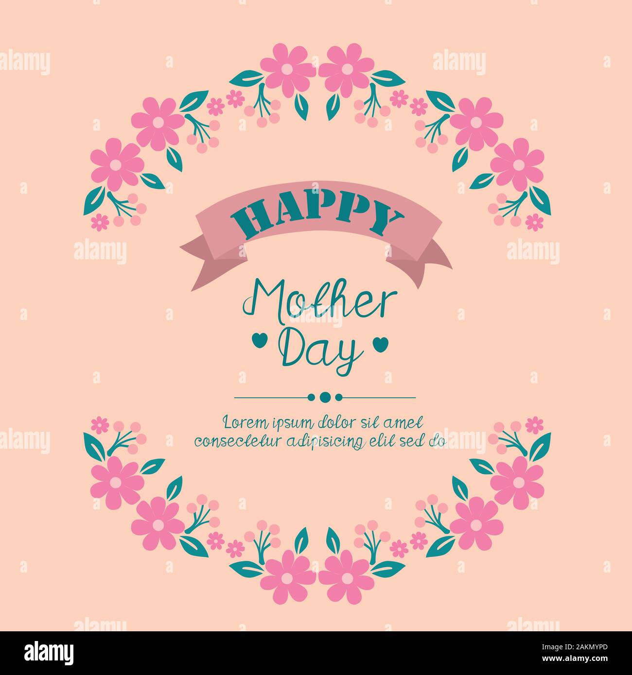 Beautiful Ornate pattern of leaf and floral frame, for happy mother day ...