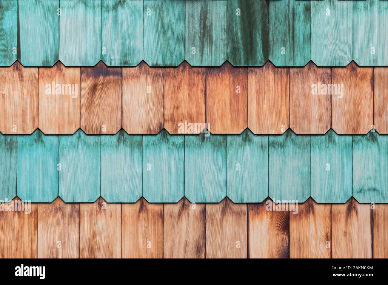 Pattern of overlap shingle wood texture background. Multicolored style ...
